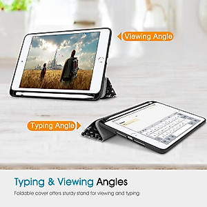 Fintie Case with Pencil Holder for iPad Mini 5 2019 - [SlimShell] Lightweight Soft TPU Back Protective Smart Stand Cover with Auto Wake/Sleep for iPad Mini 5th Generation 7.9", Composition Book Black