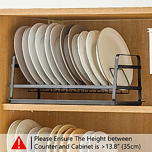 Poeland Dish Drying Rack with Drain Pan, Plate Pot Lid Holder and Dish Drainer for Kitchen Counter Cabinet