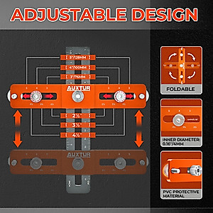 AUXTUR Cabinet Hardware Jig, Adjustable Cabinet Handle Template Tool with Alignment Hole, Punch Locator Drill Guide for Knobs,Handles and Pulls, Cabinet Template Tool for Drawer Cabinet Installation