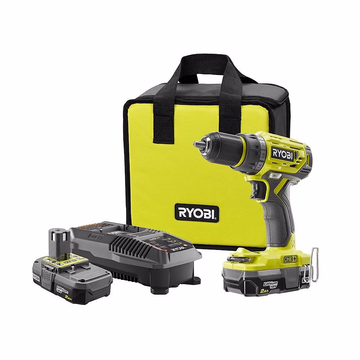 18-Volt ONE+ Brushless Cordless 1/2 in. Drill/Driver with Two (2) 2.0Ah battery, charger and tool bag Kit P1815