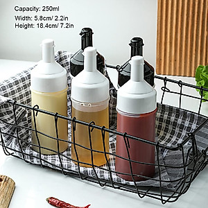 RAYNAG 2 Pack Condiment Squeeze Bottles Flexible Wide Mouth Containers Oil Dispensing Bottle with Attached Cap for Oils, Sauces, Salad Dressings, Syrup