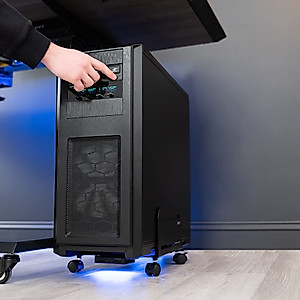 VIVO Large Computer Tower Desktop ATX-Case, CPU Steel Rolling Stand, 7.8 to 14 inch Wide Adjustable Mobile Cart Holder with Locking Caster Wheels, Gaming PC Holder, Black, CART-PC01L