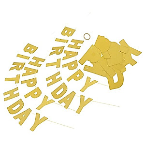 ibasenice 6 pcs Birthday Party Pull Flag Happy Birthday Garland Gold Garland Gold Sequins Birthday Backdrop Banner for Women Yard Signs Paper Birthday Party Banner Birthday Supplies Triangle