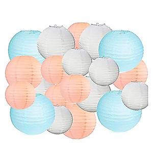 Lantern 20 pcs Chinese Paper Lantern 10" 12" 14" Light Blue Peach White Japanese lanterne Papier Ball for Wedding Parties Events Decor