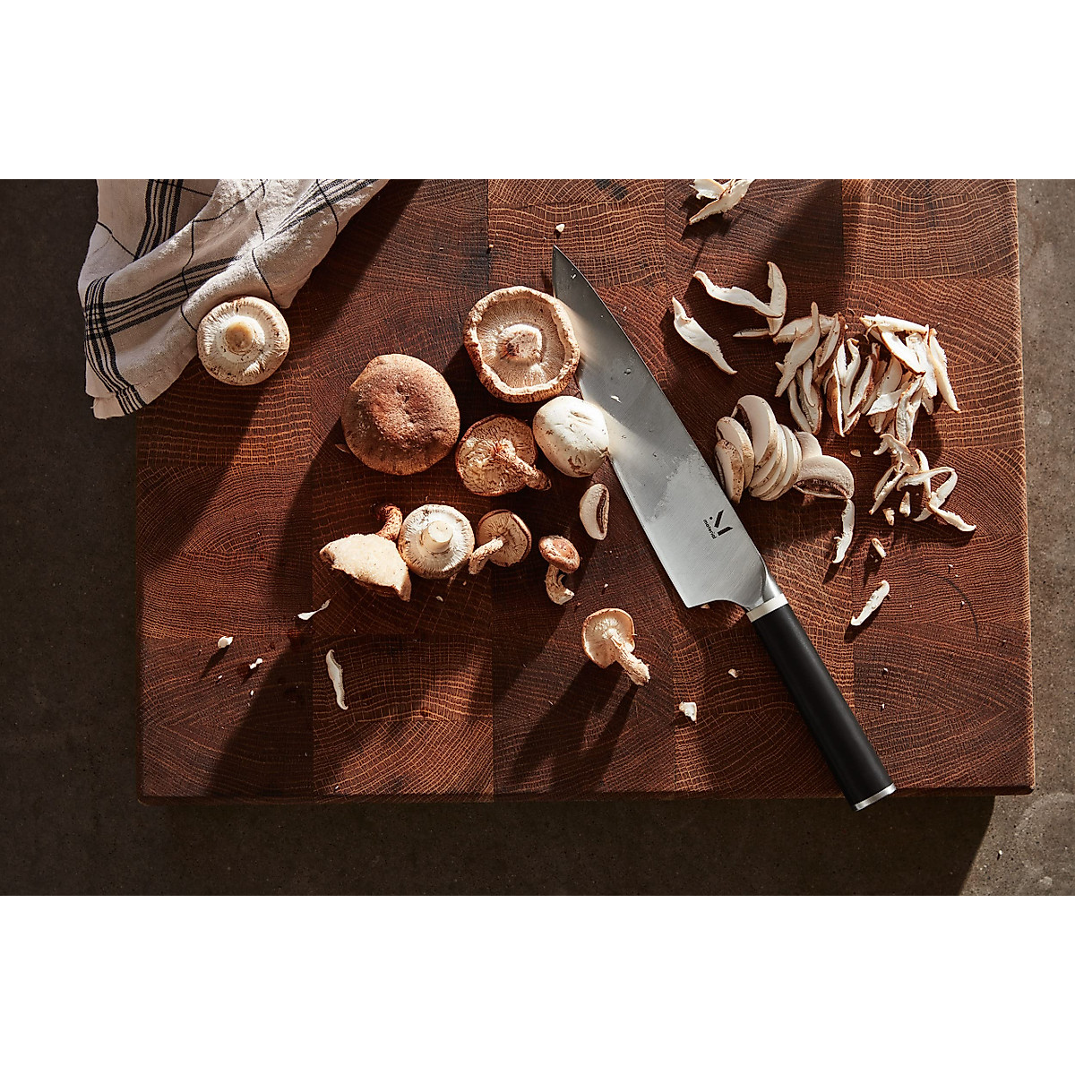 Material - Magnetic Knife Block Set - Kitchen Knife Set - Knife Block, 8" Chef Knife, 6" Serrated Bread Knife, 4" Paring Knife, Walnut/Almost Black