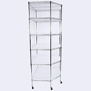 HOMEN 6 Tiers Corner Shelf Adjustable Metal Storage Wire Shelving Unit (Silver)