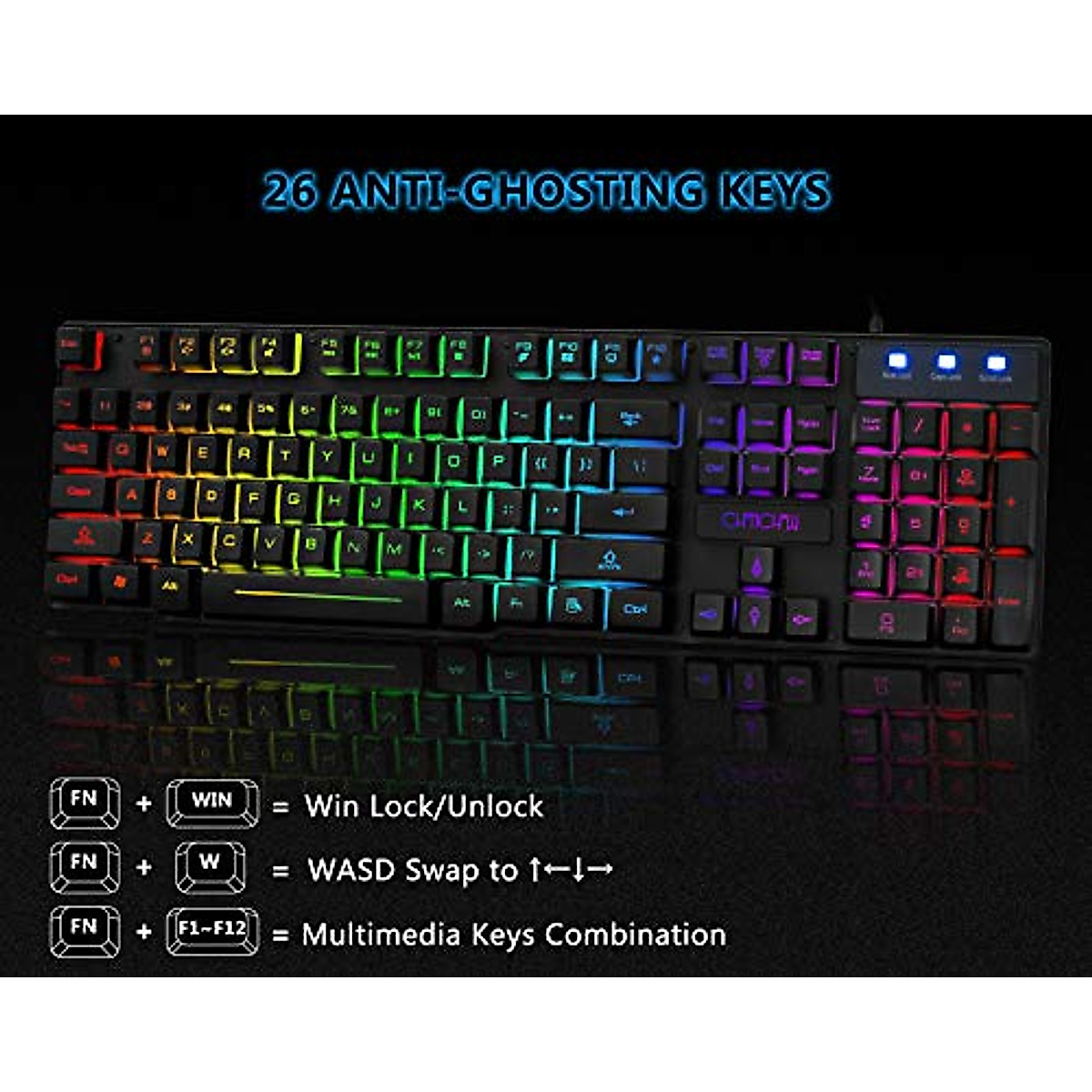 Gaming Keyboard Mouse and Headset with mic Combo USB Wired RGB Backlit Gamer Bundle Compatible with PC Windows 7/8/10/11 Xbox one PS4 PS5(Black)