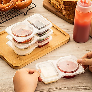 ZMLTLMG 20Pcs Double Compartment Condiment Container, Disposable Snack Containers with Lids, Compartment Transparent Snack Containers for to-go Sauce, Sampling, Travel Snack