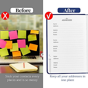 JUBTIC Address book with Alphabetical Tabs, Hardcover Password Keeper and Telephone Book Address Organizer for Contacts, Internet Login Address Log book Journal Notebook for Home or Office-Navy Blue