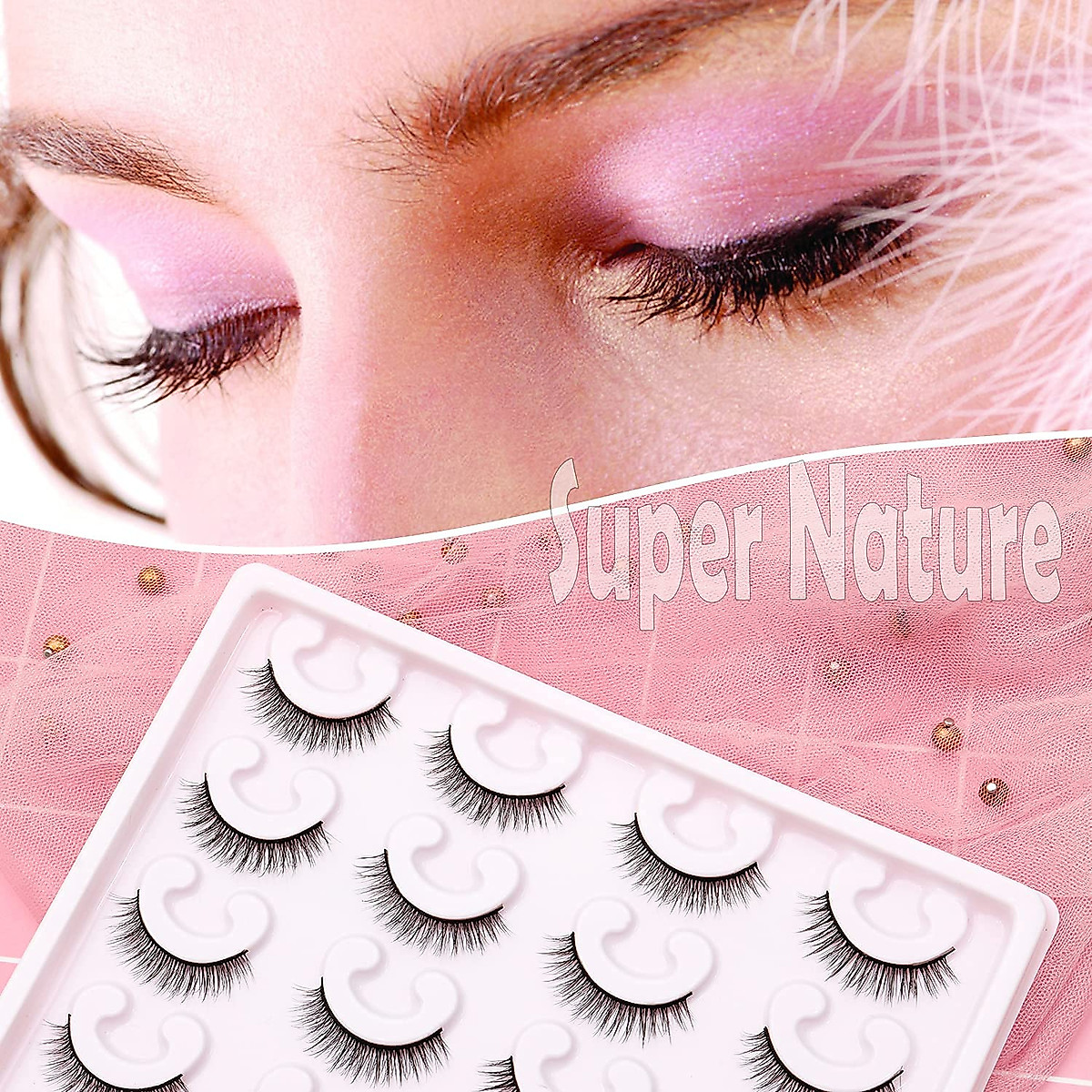 Short Eyelashes Natural Look 6D Wispy Mink Lashes 10 Pairs 100% Handmake Reusable Fake Eyelashe (Short-Natural_10pairs)