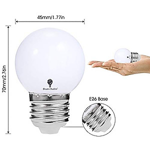 8 Pack G14 1W LED Light Bulb - 5000K Cool White 10 Watt Light Bulb Equivalent E26 Base - Small LED Night Light Bulb for Bedroom, Ceiling Fan, Table Lamp, Kitchen, Pendant Fixtures Low Watt Light Bulbs