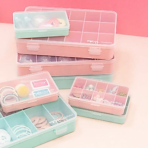 Craftelier - Organiser Box with 1 Compartment for Cardmaking, Scrapbooking and Craft Materials | Dimensions Approx. 26.5 x 17.8 x 4.2 cm (10.4" x 7" x 1.65") - Transparent and Turquoise Colour