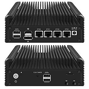 4 Ports Micro Firewall Appliance Intel N200 Quad Core, Intel I226-V 2.5GbE NIC Fanless Mini PC, Network Gateway Soft Router Mini Computer, Support AES-NI, DDR5 RAM, Barebone, NO RAM NO SSD