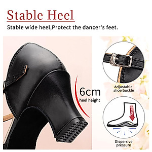 RUYBOZRY Women's Closed Toe Ballroom Dancing Shoes Latin Salsa Standard Bachata Performence Dance Shoes,YCD29-Black-6-Suede Sole,US 8