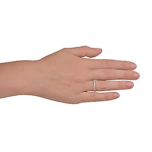 AVORA 10K Yellow Gold Simulated Diamond CZ Half Eternity Band Stackable Ring - Size 7