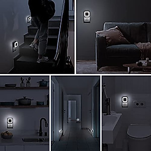 SYCEES LED Night Lights Plug into Wall, Dusk to Dawn Sensor, Compact Size, Energy Efficient, Long-Life, Nightlights for Hallway, Stairs, Kitchen, Bathroom, Bedroom, Nursery, Daylight White, 6-Pack