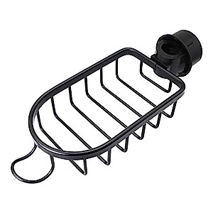 SinLoon Kitchen Faucet Sponge Holder, Sink Caddy Organizer, Space Aluminum Soap Dish Brush Rack Hanging for Kitchen & Bathroom Accessories(Black)