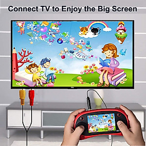 MJKJ Portable Handheld Game Console for Kids, Mini Travel Game Console 2.5-Inch LCD Screen Built-in 200 Classic Game Handheld Video Console Supports AV/TV, Game Boy Favorite (Red)