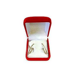 10k Yellow Gold Ridged Oval Shaped Hoop Earrings, Diameter 30mm