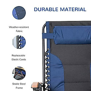 Outsunny Foldable Outdoor Lounge Chair with Footrest, Oversized Padded Zero Gravity Lounge Chair with Headrest, Cup Holders, Armrests, for Camping, Lawn, Garden, Pool, Gray