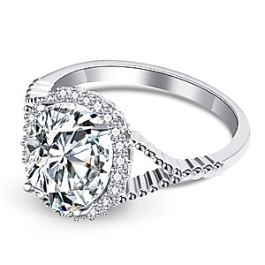 Msxyowaer Oval Engagement Ring, 3.5 Carat D VVS Clarity Halo Moissanite Engagement Ring, S925 Sterling Silver Rings for Women Proposal Anniversary Wedding