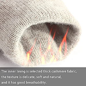 Harssidanzar Leather Gloves for Men,Winter Sheepskin Driving Riding Gloves Cashmere Lined,Black, L