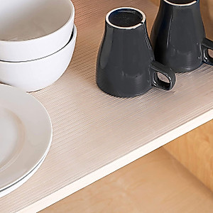 1 Roll Clear Ribbed Shelf Drawer Liner Cover 12"X30" Non Slip Cushion Grip Mat 1 Roll Clear Ribbed Shelf Drawer Liner Cover Non Slip Cushion Grip Tool Box Mat Pad 12" Wide X 30" Long Approx Lining