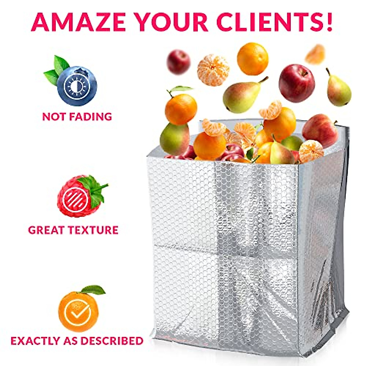 ABC Foil Insulated Box Liners 8 x 8 x 8 Inch, Pack of 5 Silver Insulated Shipping Boxes for Frozen Food, Odorless Insulated Shipping Containers, Leakproof Cold Shipping Boxes for Frozen Fish, Meat