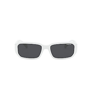 ARNETTE Man Sunglasses Shiny White Frame, Dark Grey Lenses, 55MM