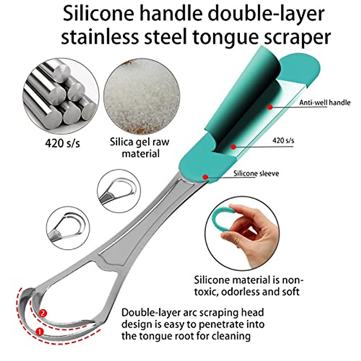 Adult Tongue Tongue Coating Scraper Oral Care Tongue Cleaning Scraper Tongue Coating Cleaning Scraper Oil Control (D, One Size)