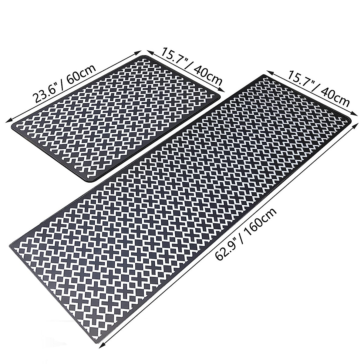 WENLION Kitchen Rug Non Skid Absorbent Kitchen Mat Washable Anti Fatigue 2PCS Set 15 inchx23 inch+15 inchx63 inch