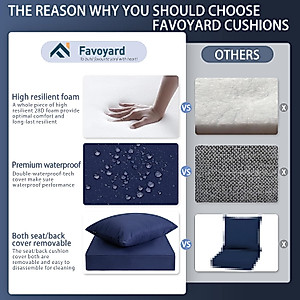 Favoyard Waterproof Outdoor Chair Cushion 16in Set of 4 & Outdoor Seat Cushion Set 22in