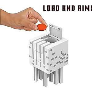 Mattel Minecraft Toys, Fireball Ghast Action Figure with 10 Shooting Discs & Changing Expression, Collectible Toy Inspired by the Video Game