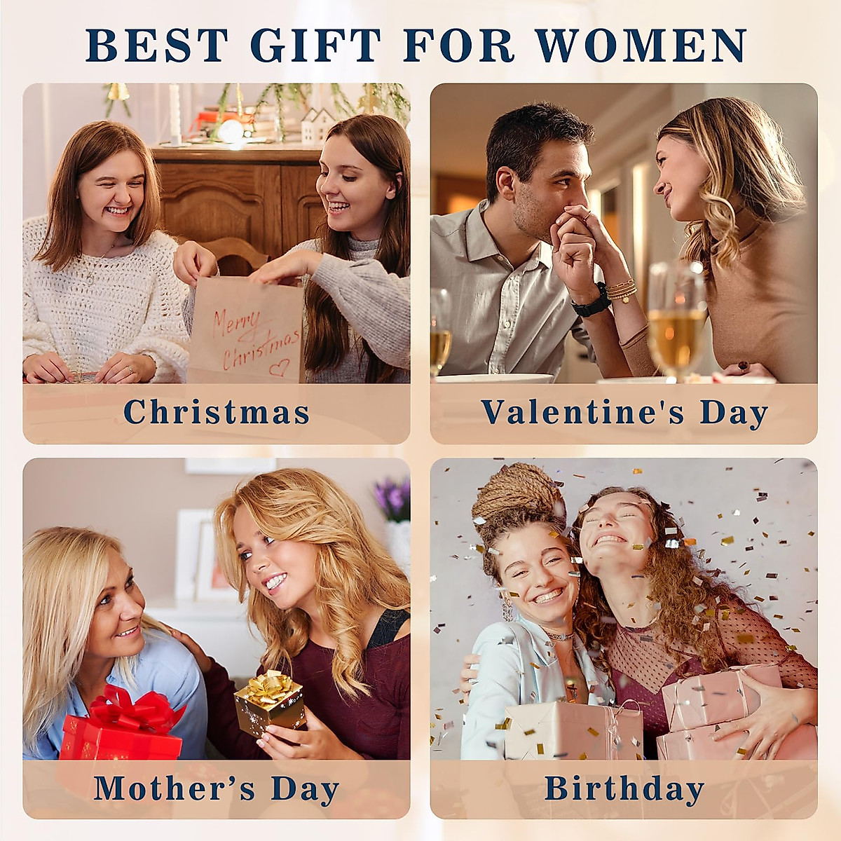 doubgood Gold Beaded Bracelets for Women, Stackable Gold Bracelets for Women 14K Real Gold Plated Stretch Bead Ball Bracelet with Letter Pendant A