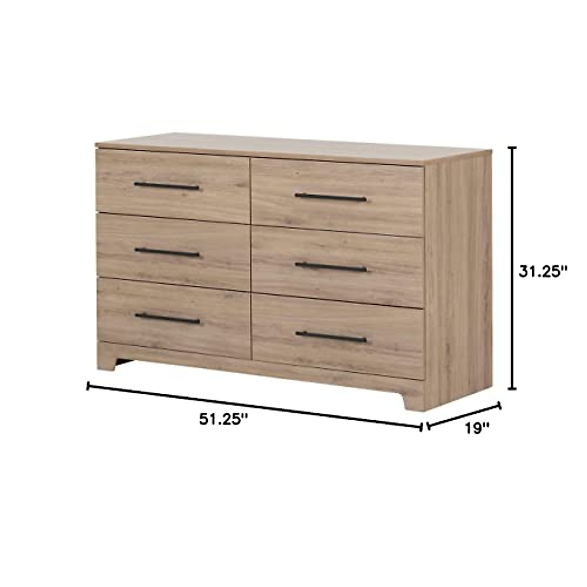 South Shore Primo 6-Drawer Double Dresser, Rustic Oak