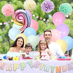BRT Bearingshui 9th Birthday Decorations for Girls Boys, 40 Inch Rainbow Gradient Number 9 Balloon, 9th Birthday Balloon, Happy Birthday Banner, Children’s 9th Birthday Party Supplies for Kids