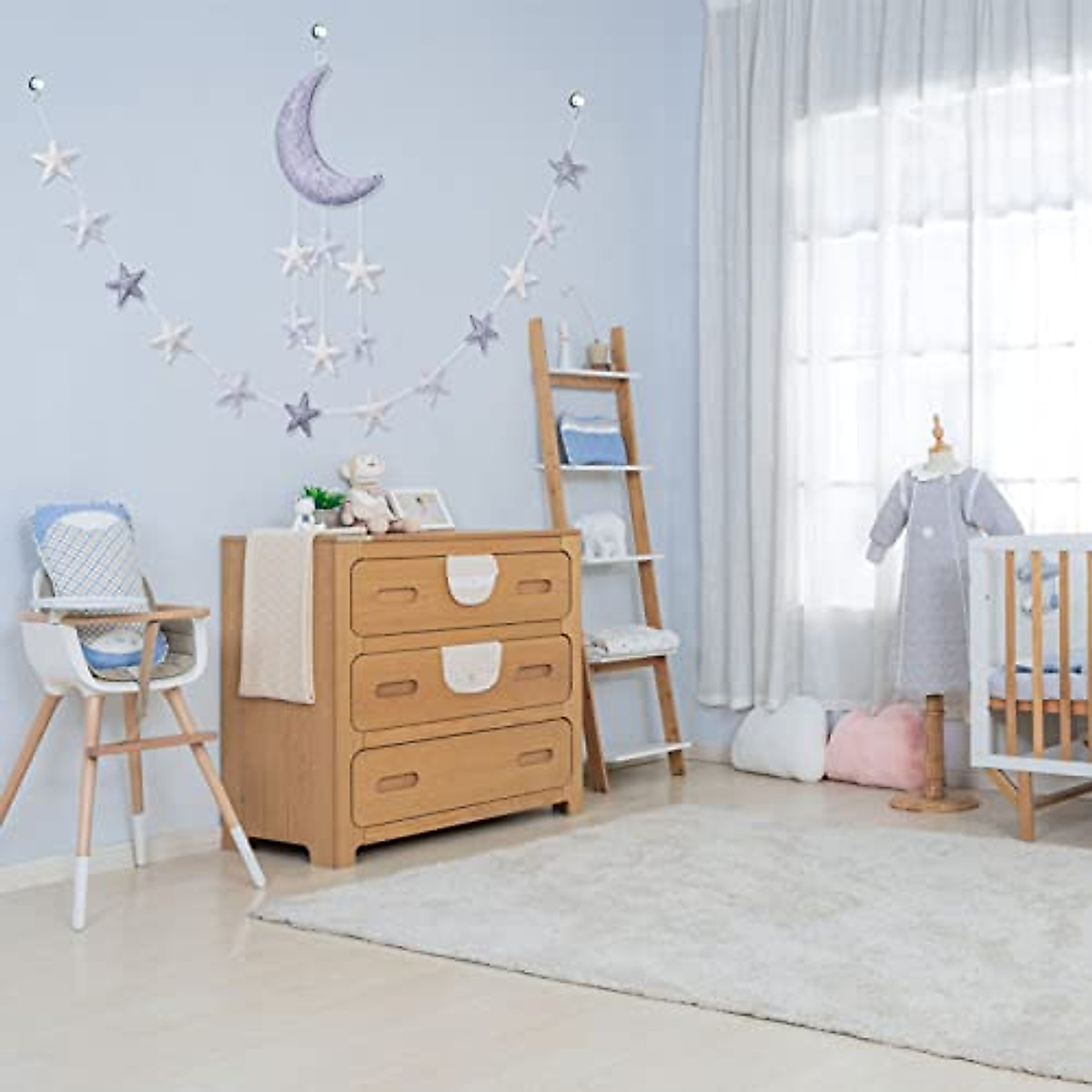 Moon and Stars Nursery Decor - Two Baby Wall Decorations for Nursery Hanging Moon Nursery Wall Decor and Separate Star Wall Baby Decor for Nursery Star Baby Nursery Garland