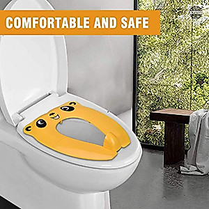 Travel Potties,Toddler Potty Seat Cover Travel Portable Potty Seat for Kids Non-Slip Foldable Toilet Seat Pad with Carry Bag & Splash Guard Yellow