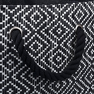 DII Woven Paper Storage Bin, Diamond Basketweave, Black/White, Medium