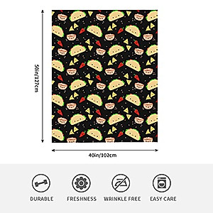 Taco Tuesday Party Printed Blanket,Soft Cozy Fleece Throw Blanket ,Microfiber Plush Sherpa Blanket for Couch Sofa Bed Living Room-All Season (50"x40" inch)