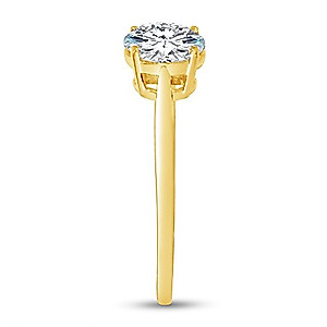 Size - 8 - Solid 14k Yellow Gold Round Cut Classic Thin Band Solitaire Wedding Engagement Ring CZ Cubic Zirconia 1.0ct.
