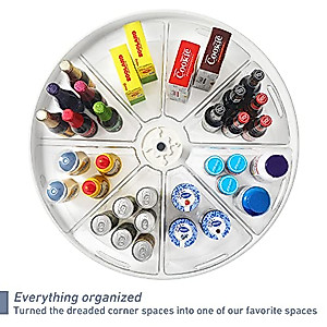 Leeden Lazy Susan Cabinet Organizer, BPA Free Containers, Durable Plastic Transparent Storage Bins for Kitchen Corners & 26"-28" Diameter Lazy Susans, 1/8 Wedge, 4 Packs