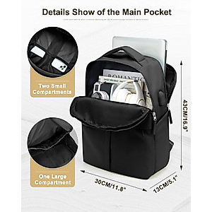 suratio Black Laptop Backpack for Women Gym Backpack Casual Daypack Backpacks Travel Backpack for Traveling on Airplane Work Backpack for Men Lightweight Computer Backpack College Teacher Backpack