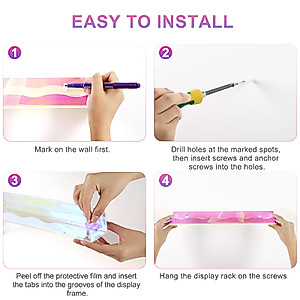 FFowcye 6 Packs Iridescent Nail Polish Wall Mounted Organizer, 15" Rainbow Floating Shelves, Acrylic Nail Polish Wall Rack for Paint, Tattoo Ink, Essential Oils, Makeup Storage Display Stand