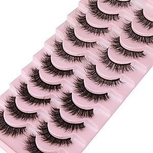 Mink Lashes Fluffy Natural Look 15-18mm Eyelashes Wispy False Eyelashes 10 Pairs FANXITON Faux Mink Lashes Pack 3D Volume 2 Styles Fake Eye Lashes Multipack
