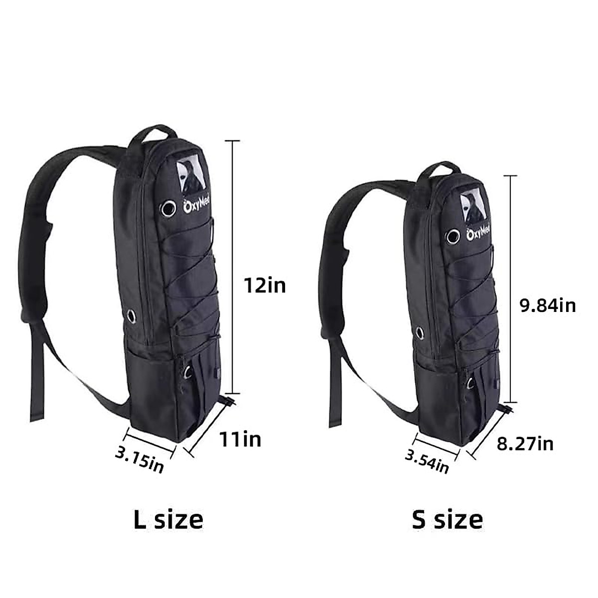 Portable Oxygen Tank Backpack O2 Cylinder Carrying Bag Oxygen Tank Holder for Size M2, M4, ML6, M9, M6, MD（Black）