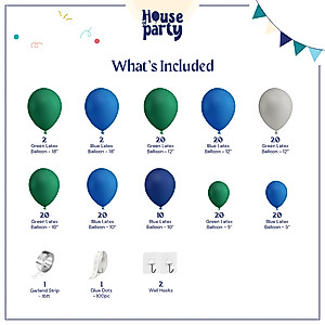 HOUSE OF PARTY Blue and Green Balloon Garland Kit 158 Pcs - Jurassic World Balloons for Baby Shower, Jungle Theme Party Decorations & Dinosaur Birthday Party Supplies