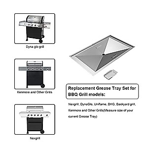 Adjustable Grease Tray Grill Drip Pans Set Fit for DynaGlo, Uniflame, Nexgrill, BHG, Backyard, Kenmore Gas Grills (26 Inch)