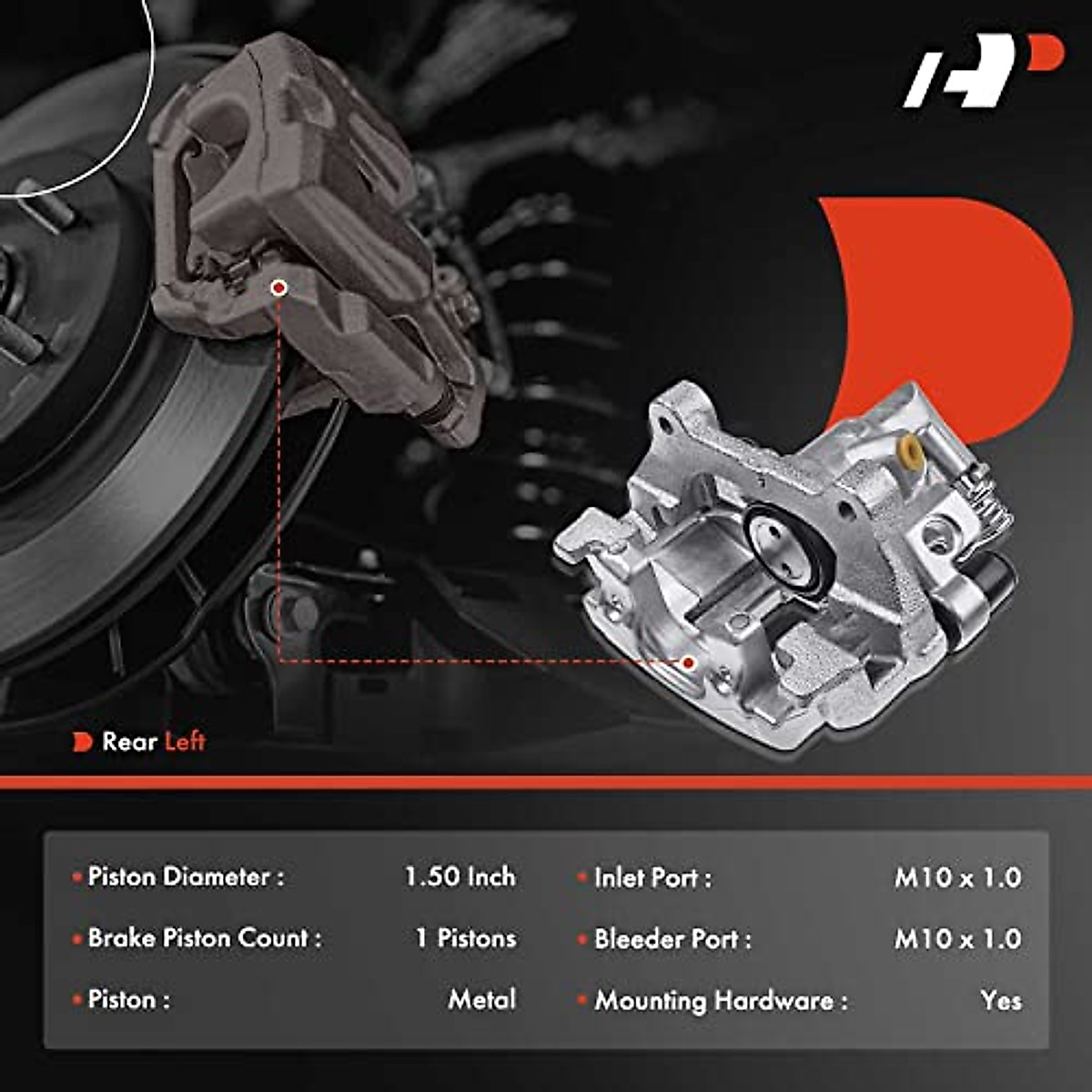 A-Premium Disc Brake Caliper Assembly with Bracket Compatible with Select Mazda Models - 5 2006-2010/2012-2015, L4 2.3L, L4 2.5L - Rear Left Driver Side