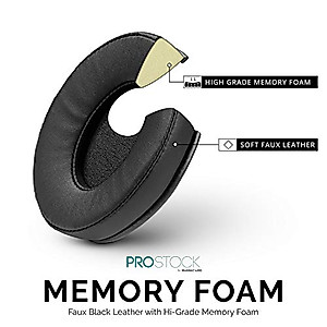 BRAINWAVZ ProStock ATH M50X Upgraded Earpads, Improves Comfort & Style Without Changing The Sound - Ear Pad Designed for ATH-M50X M50BTX M20X M30X M40X Headphones, Vegan Leather (Black)